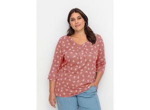 4063136945368 - Große Größen 3 4-Arm-Shirt in leichter A-Linie mit Schwalbenprint rosa bedruckt Gr54