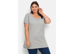 4063136940509 - Große Größen Longshirt mit Zierknöpfen am Ausschnitt grau Gr54