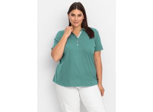 4063136938841 - Große Größen Poloshirt mit kurzem Arm und Kontrastdetails mint Gr50