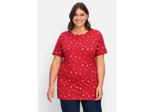 4063136941797 - Große Größen Longshirt mit Minimal-Alloverprint rot bedruckt Gr42