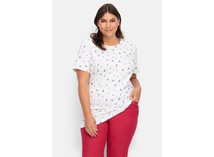 4063136941650 - Große Größen Longshirt mit Minimal-Alloverprint weiß bedruckt Gr50