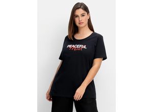 4063136864171 - Große Größen T-Shirt mit Statement-Frontdruck schwarz bedruckt Gr44