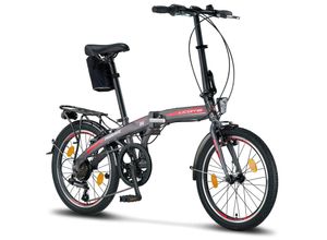 4260647780536 - Licorne Bike Phoenix 2D 20 Zoll Aluminium-Faltrad-Klapprad Scheibenbremse Discbremse V-Bremse Faltfahrrad-Herren-Damen 7 Gang Kettenschaltung - Folding City Bike Alu-Rahmen Abdeckung StVZO Vorderlampe Hinterlampe