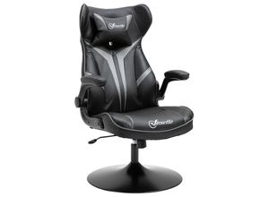 4251774976565 - Gaming Stuhl Ergonomischer Computerstuhl mit Wippenfunktion Drehstuhl höhenverstellbar Stahl Schwarz