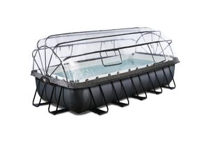 8720289693824 - Exit Toys Black Leather Pool mit Sandfilterpumpe und Abdeckung und Wärmepumpe - schwarz 540x250x100 cm