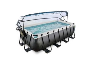 8720289693794 - Exit Toys - exit Black Leather Pool 400x200x100cm mit Sandfilterpumpe und Abdeckung - schwarz - Schwarz