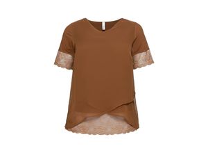 4063135111429 - Große Größen Tunika im Lagenlook mit Spitze cognac Gr50