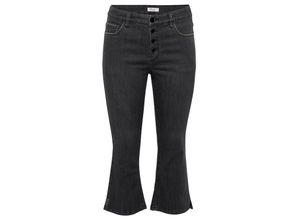 4063134809020 - Große Größen Bootcut Jeans in 7 8-Länge mit Stickerei am Saum black Denim Gr54