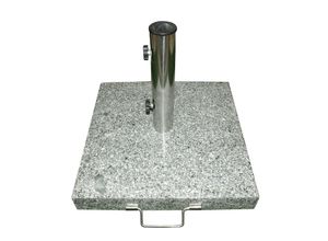 4051814392696 - Sonnenschirmständer 25 kg Granit eckig grau 40 x40cm Edelstahlgriff Rollen