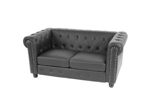 4052826151271 - Luxus 2er Sofa Loungesofa Couch Chesterfield Edinburgh Kunstleder 160cm ~ runde Füße schwarz