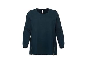 4063134954706 - Große Größen Sweatshirt mit Zippern seitlich in leichter Qualität dunkelpetrol Gr48 50