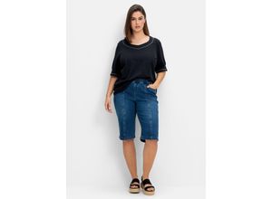 4063136855452 - Große Größen Jeans-Bermudas mit Gummibund und Teilungsnähten blue Denim Gr46