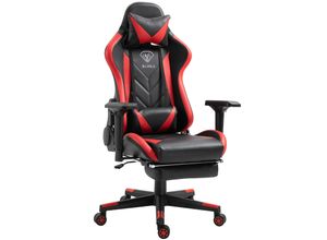 4250931564942 - Gaming Stuhl mit Fußstütze und ergonomsichen 4D-Armlehnen gaming chair in ergonomischer Sportsitz Optik Gamer Stuhl mit verstellbaren Rückenstützkissen Bürostuhl