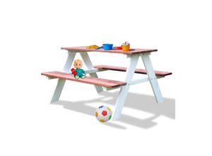 4260360010804 - Coemo Picknicktisch Holz Kindersitzgruppe Weiß   Teak