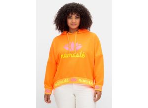 4063136923953 - Große Größen Kapuzensweatshirt mit Yoga-Frontprint orange Gr40