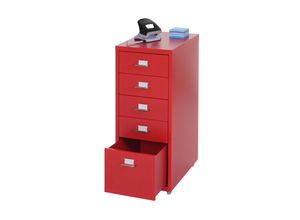 4057651182377 - Rollcontainer Preston T851 Schubladenschrank Stahlschrank 69x28x41cm 5 Schubladen ~ rot