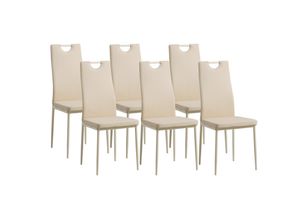 4250263734211 - Albatros Esszimmerstühle SALERNO 6er Set Beige - Edles Italienisches Design Polsterstuhl mit Kunstleder-Bezug Modern Stilvoll am Esstisch - Küchenstuhl Stuhl Esszimmer hohe Belastbarkeit