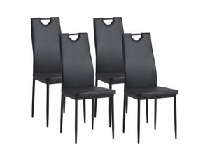 4250263734099 - Albatros Esszimmerstühle SALERNO 4er Set Schwarz -Edles Italienisches Design Polsterstuhl Kunstleder-Bezug Modern und Stilvoll am Esstisch - Küchenstuhl Stuhl Esszimmer hohe Belastbarkei