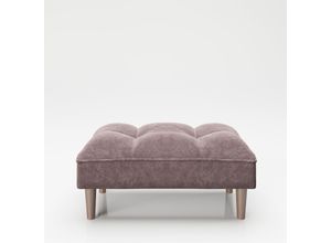 7640136870219 - PLAYBOY - Ottoman SCARLETT gepolsterte Fussablage passend zum Sofa Samtstoff in Rosa mit Massivholzfüsse Retro-Design