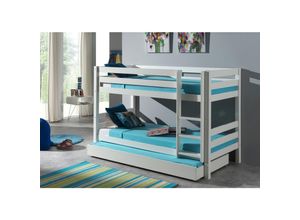 5420070212717 - Les Tendances - Kinderzimmer Etagenbett mit Bettkasten PINOO-12 in Kiefer massiv weiß lackiert b h t ca 210 140 105 cm