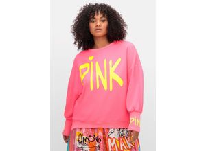 4063136925292 - Große Größen Sweatshirt mit Neon-Prints und Ballonärmeln pink bedruckt Gr52