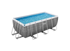 6942138986501 - Bestway® Power Steel™ Frame Pool Set mit Filterpumpe 412 x 201 x 122 cm Rattan-Optik eckig