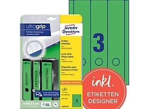 4004182047545 - selbstklebende Rückenschilder ultragrip L4754-20 grün breit lang 61x297mm (BxH) selbstklebend permanent  4004182047545 AVERY Zwe 20 Bl