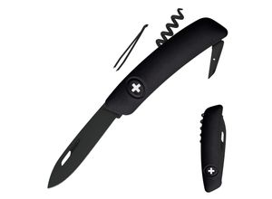 7640167733668 - SWIZA Schweizer Messer D01 AllBlack - Taschenmesser Klappmesser 6 Funktionen