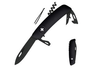 7640167733675 - SWIZA Schweizer Messer D03 AllBlack - Taschenmesser Klappmesser 11 Funktionen