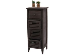 4057651540849 - Kommode H18 Schubladenschrank Schrank 4 Schubladen 74x30x25cm Shabby-Look Vintage ~ grau-braun