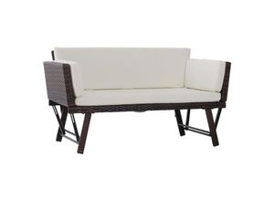 4250871268702 - Gartensofa mit klappbaren Armlehnen 129 x 66 x 67 cm (LxBxH) Gartenmöbel Loungesofa Gartenbank Gartenliege