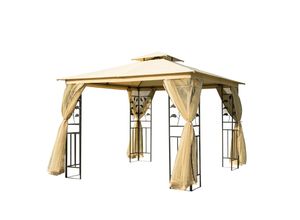 4250871279111 - Luxus Pavillon mit wasserabweisenden Dach gelb schwarz 300 x 300 x 265 cm (LxBxH) Festzelt Gartenzelt Pagode Gartenpavillon Partyzelt