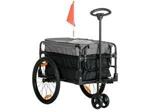 4251774961240 - Lastenanhänger mit Stahlrahmen schwarz grau 130L x 64B x 103Hcm fahrradanhänger lastenanhänger transportanhänger für fahrrad