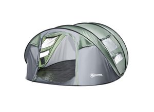 4251774906265 - Campingzelt für 4-5 Personen dunkelgrün grau 2635 x 220 x 123 cm (LxBxH) Autozelt Reisezelt Familienzelt Outdoor-Zelt