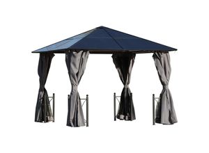 4250871280797 - Gartenpavillon mit PC Dach schwarz dunkelgrau 300 x 300 x 263 cm (LxBxH) Gartenzelt Partyzelt Luxus Pavillon Festzelt