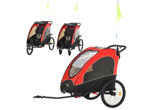 4251774975827 - 2 in 1 Fahrradanhänger für 2 Kinder 150 x 85 x 107 (LxBxH) Kinderanhänger Anhänger Fahrradanhänger Jogger Kinderwagen