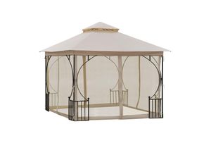 4250871235100 - Gartenpavillon mit Doppeldach beige schwarz 300 x 300 x 275 cm (LxBxH) Luxus Pavillon Partyzelt Festzelt Gartenzelt Zelt