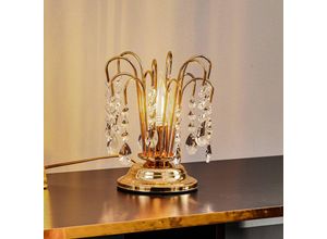 8030626531444 - Tischlampe Pioggia mit Kristallregen 26cm gold