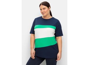 4063136893225 - Große Größen Funktionsshirt im Colourblocking marine Gr56 58