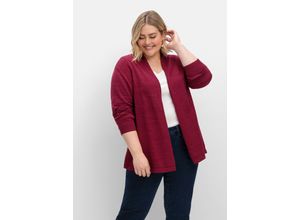 4063136908868 - Große Größen Strickjacke mit schmalem Schalkragen offene Form beere Gr44 46