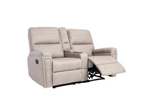 4057651817903 - 2er Kinosessel MCW-K17 Relaxsessel Fernsehsessel Sofa Nosagfederung Getränkehalter Fach ~ Stoff Textil hellgrau