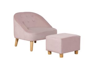 4251774940412 - Kindersofa-Set mit Fußhocker 51L x 51B x 50H cm kindersessel mit fußhocker kindercouch kindermöbel samtoptik