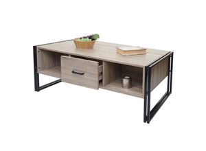 4057651224077 - Couchtisch MCW-A27b Beistelltisch Wohnzimmertisch 3D-Struktur 45x150x60cm FSC-zertifiziert Metall ~ Eiche-Optik