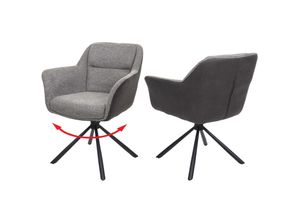 4057651787572 - 2er-Set Esszimmerstuhl MCW-K33 Küchenstuhl Stuhl drehbar Auto-Position Stoff Textil ~ Kunstleder grau-dunkelgrau