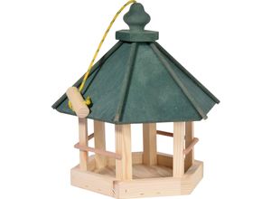 4055894900383 - Klassisches Vogelhaus zum Aufhängen 6-eckiges Futterhaus mit Kordel Kiefer Grün