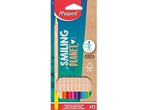 3154148318002 - Smiling Planet Colour Pencils box of 12 colours FSC wood