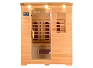 4260255472748 - – Infrarotkabine REDSUN L – 153 x 110 x 190 cm - für 3 Personen 6 Keramikstrahler Holz Hemlocktanne I Infrarotsauna Sauna