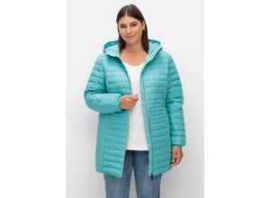 4063136909124 - Große Größen Leicht wattierte Longsteppjacke mit Kapuze aqua Gr44