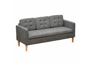 4251774905138 - 3-Sitzer-Sofa mit abnehmbaren Kissen grau 1665 x 62 x 82 cm (BxTxH) Sitzmöbel Polstersofa Polstermöbel Couch Wohnzimmer