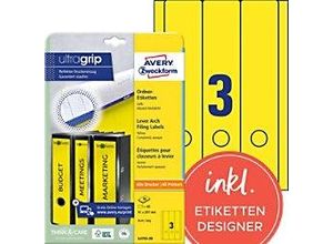 4004182047552 - selbstklebende Rückenschilder ultragrip L4755-20 gelb breit kurz 61x297mm (BxH) selbstklebend permanent  4004182047552 AVERY Zwe 20 Bl